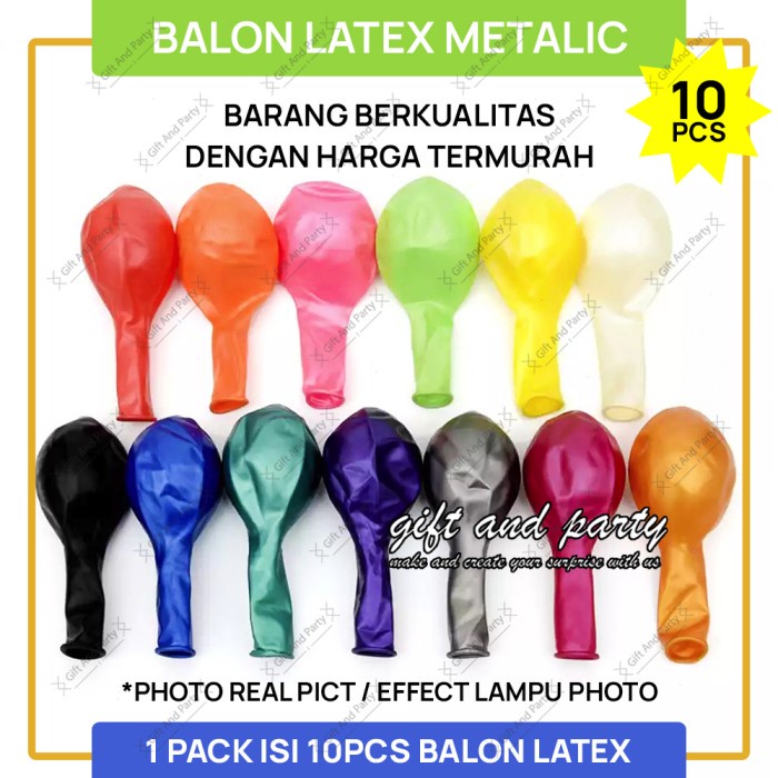 Jual Balon Latex Metalik 1 Pack isi 10 pcs/ Balon Per Pack / Balon ...