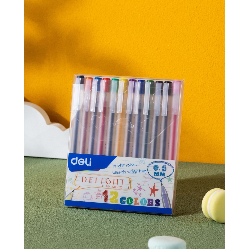 Jual Pulpen Gel isi 12 Warna Deli Penulisan Halus 0.5 mm - EG119-12C ...