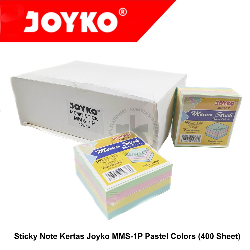 Jual Joyko Sticky Note Kertas 76x76mm MMS-1P (400 Sheets = 80 x 5 ...