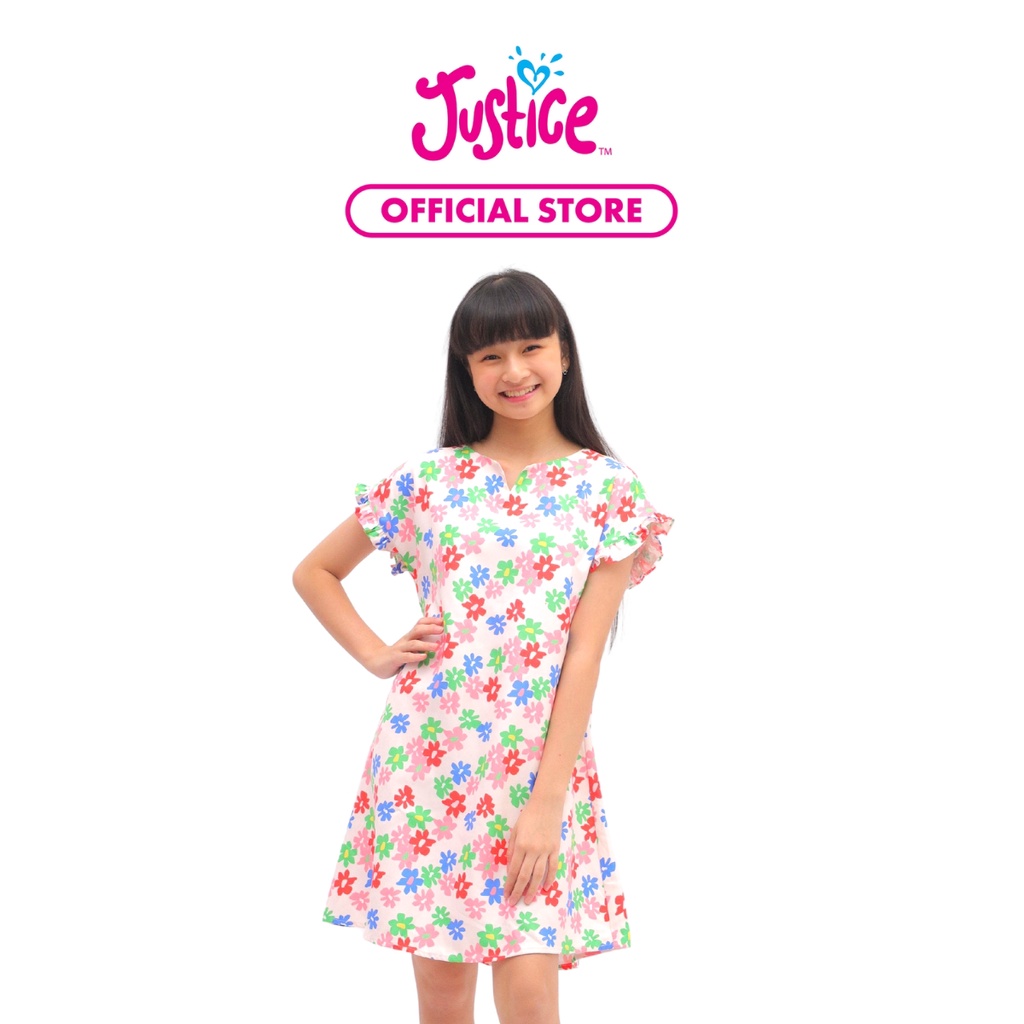 Jual Justice Girls Frill Sleeves Floral Dress - Dress Anak Perempuan ...