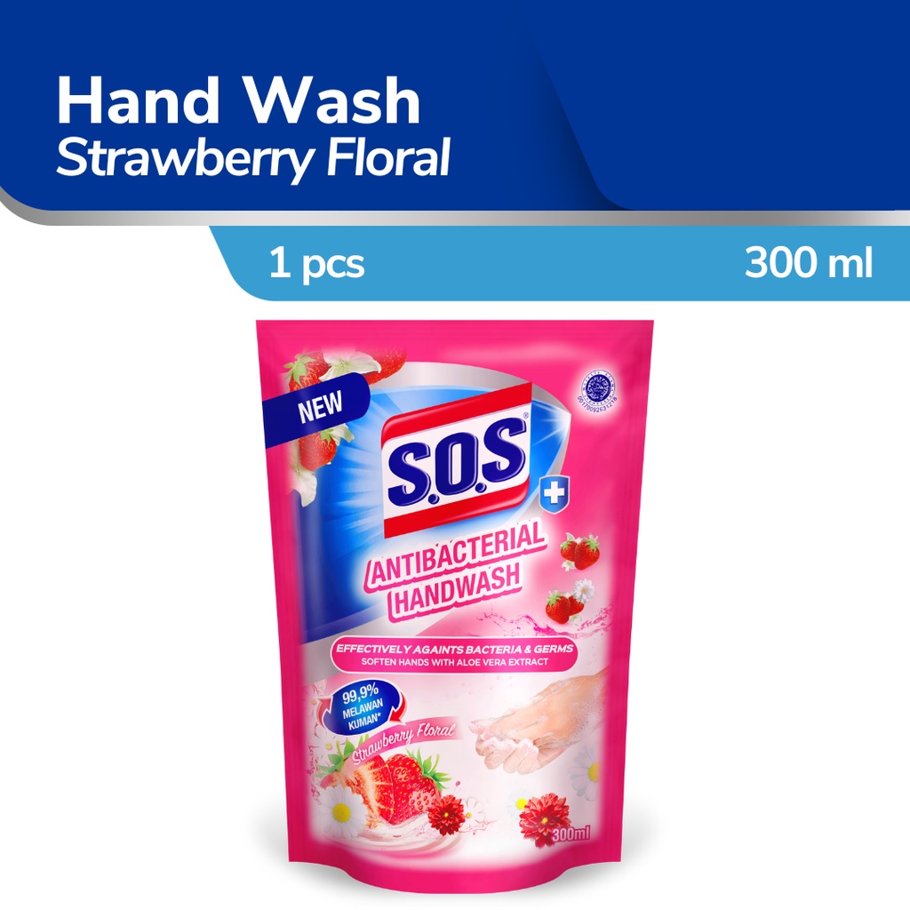 Jual SOS Hand Soap Wangi Strawberry Floral Refill 300 ml [Exp : 07.2026 ...