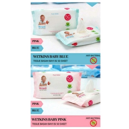Jual TISSUE BASAH WETKINS BABY TISU BASAH BAYI WET WIPES BABY WET ...