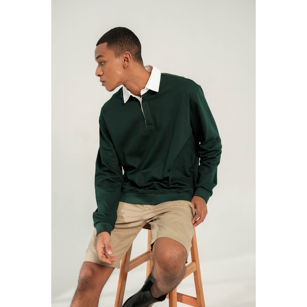 Jual LARUSSO Fleece Rugby Shirt in Emerald Green | Shopee Indonesia