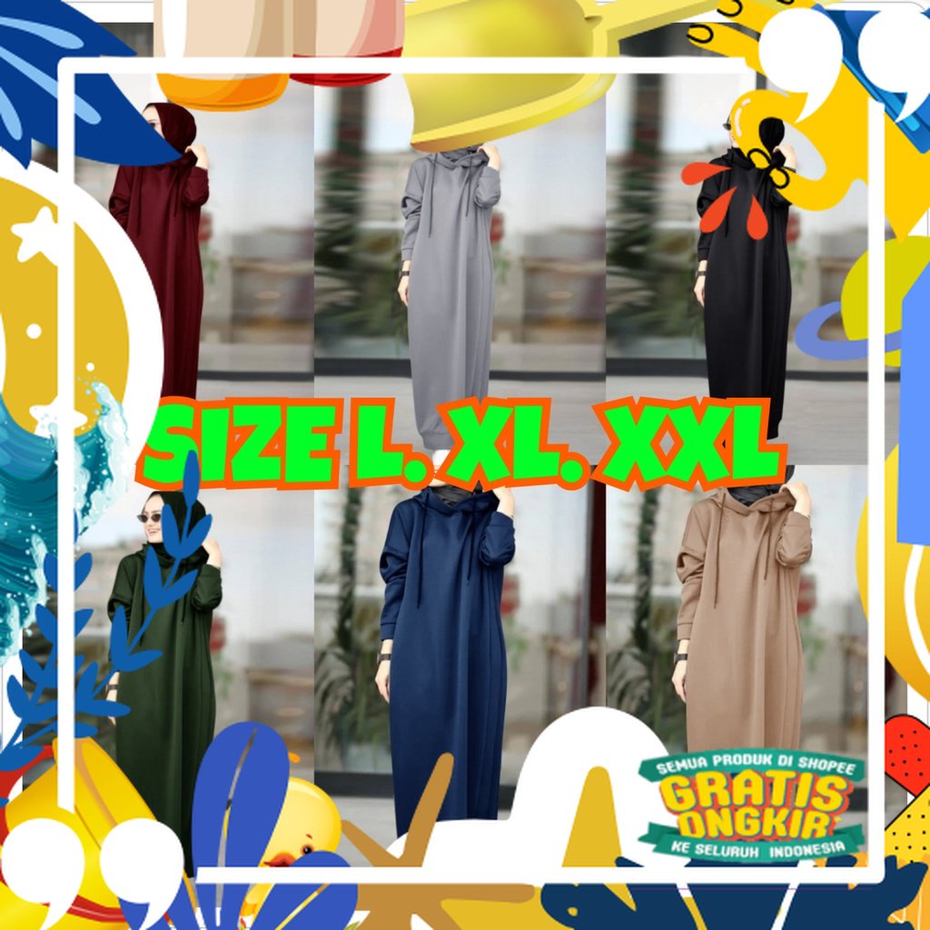 Jual long dress hodie irene SIZE L XL XXL / hoddie panjang wanita ...
