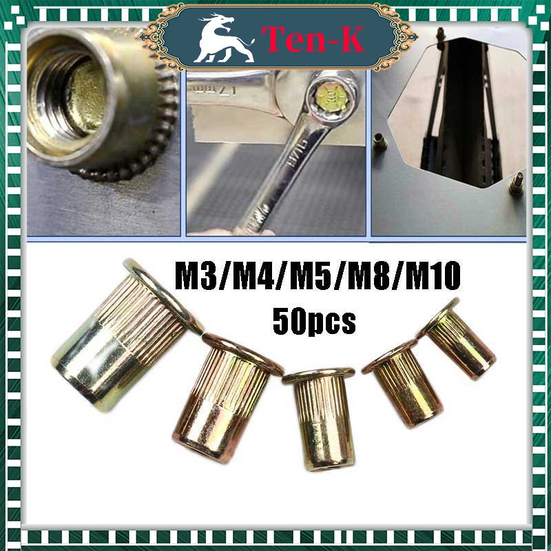 Jual 50pcs Rivet Nut Mur Nut Tanam Knockdown M3 M4 M5 M8 M10 | Shopee Indonesia