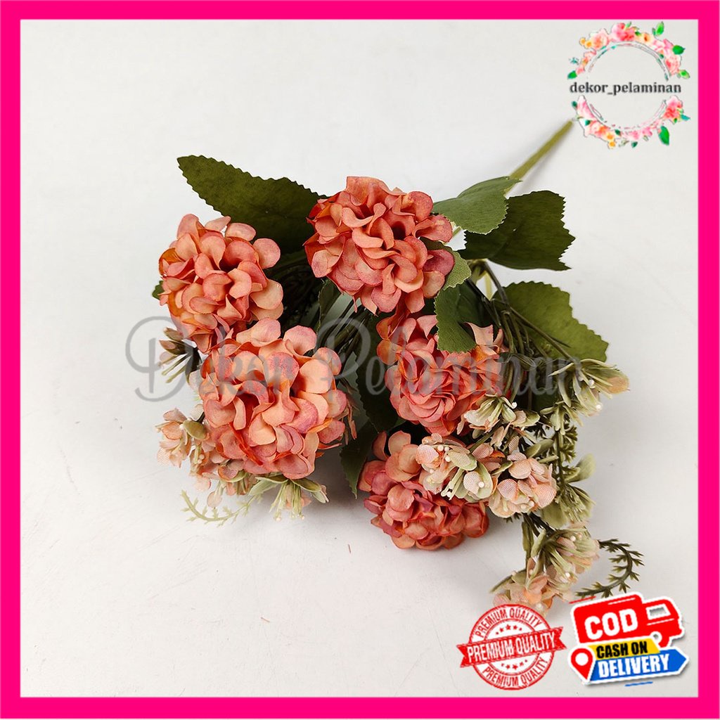 Jual Bunga Pom - Pom Panca Warna Cabang 6 Bunga Anyelir Mini Hydrangea ...