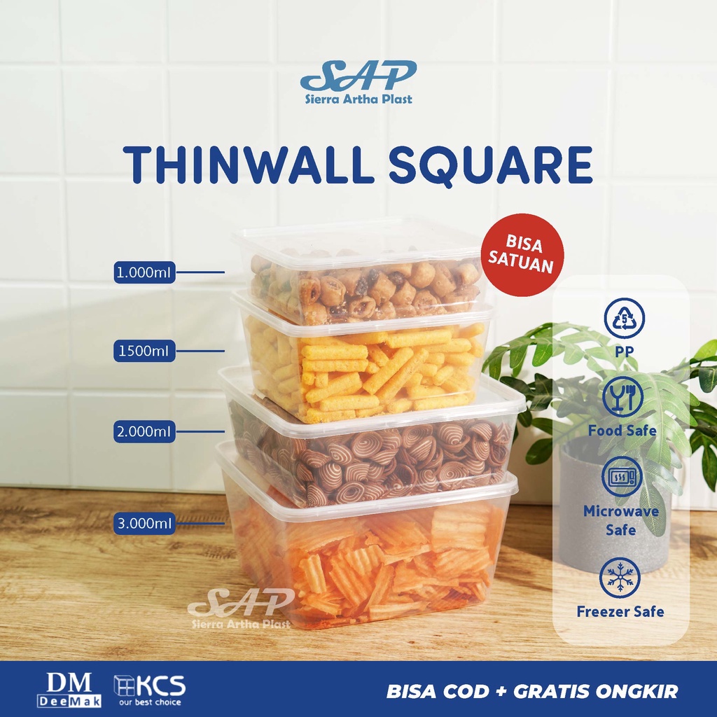 Jual Thinwall DM 1000ml-1500ml-2000ml-3000ml SQ/Thinwall Square/ Food ... Jual Thinwall DM 1000ml-1500ml-2000ml-3000ml SQ/Thinwall Square/ Food ...
