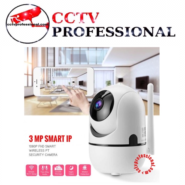 Jual cctv camera ptz IP Cam 3MP CCTV Wifi Wireless Portable PTZ SMART ...