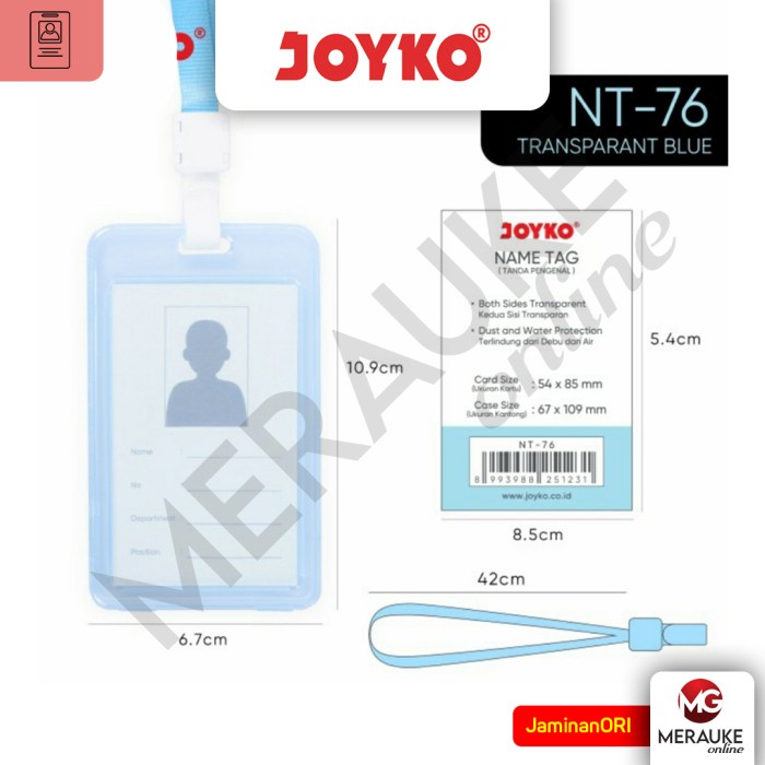 Jual JOYKO Name Tag / Gantungan Kartu Nama Vertical NT-76 Blue ...