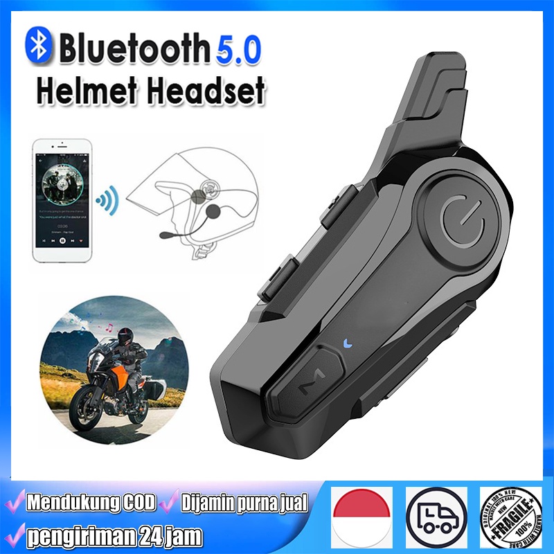 Jual Helm Sepeda Motor Headset E1 Intercom Helm Bluetooth 5.0 FM Radio ...