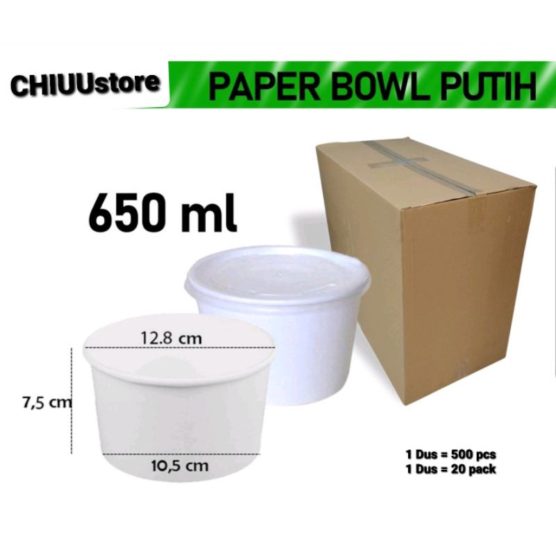 Jual PAPER BOWL 650 ML | MANGKOK KERTAS 650ML | 1Dus=500 PCS | Tanpa ...