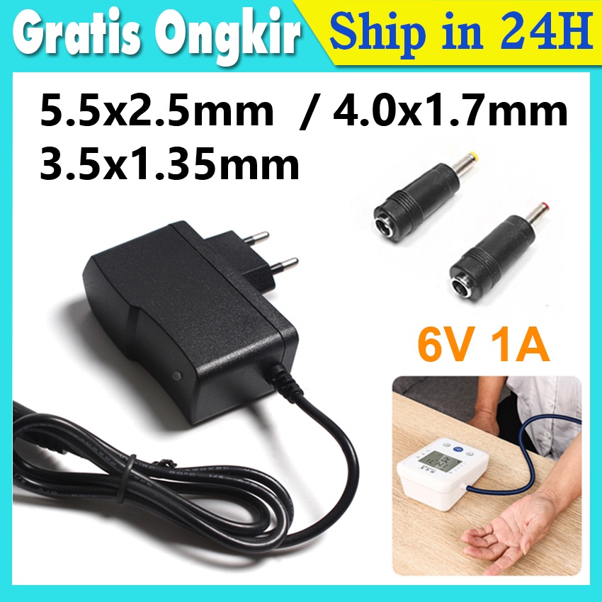 Jual Adaptor Replacement DC 6V 6 volt 1A Tensi omron pengganti battery | Shopee Indonesia