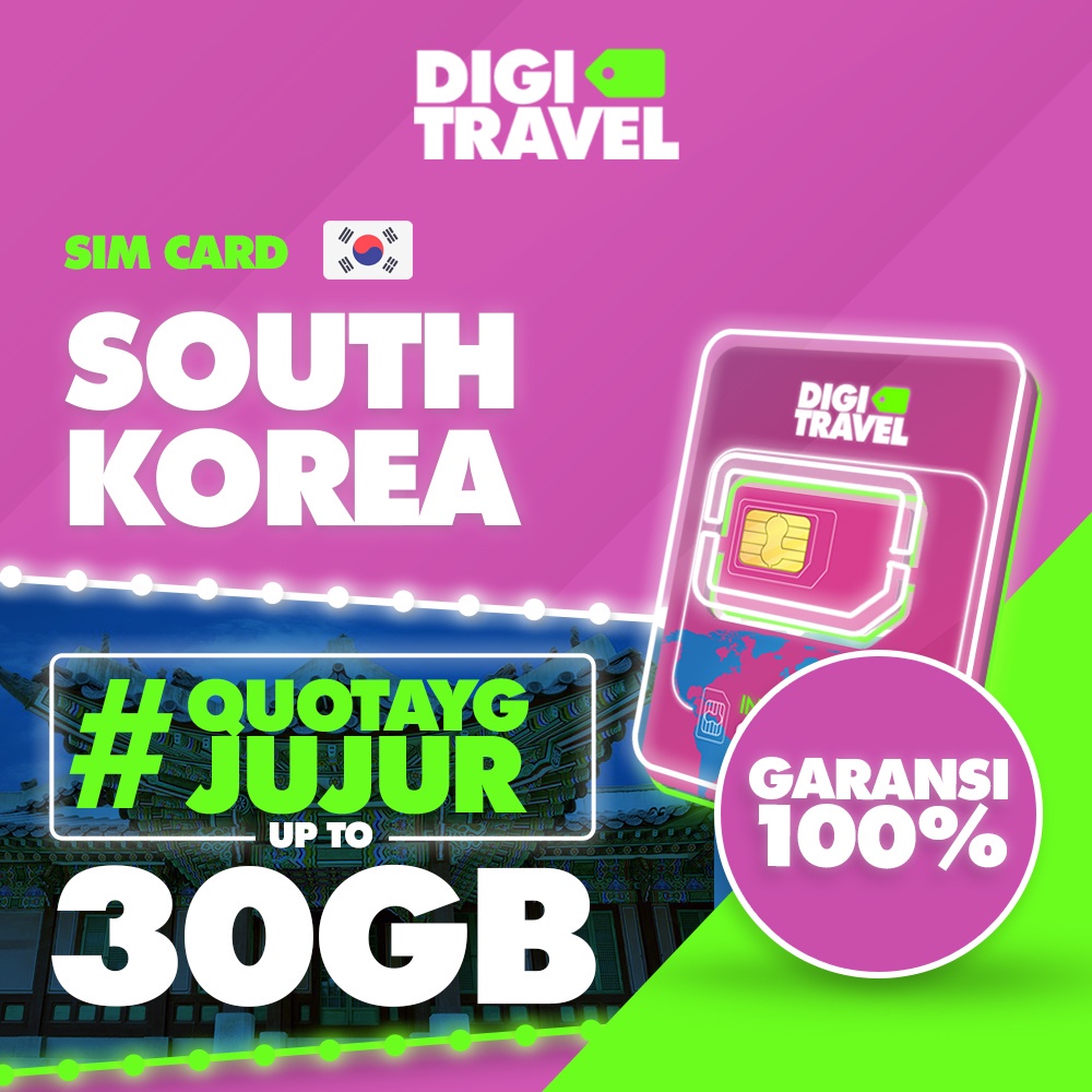 Jual DIGI TRAVEL Sim Card Korea Kuota Besar 30 Hari | Simcard Korea ...