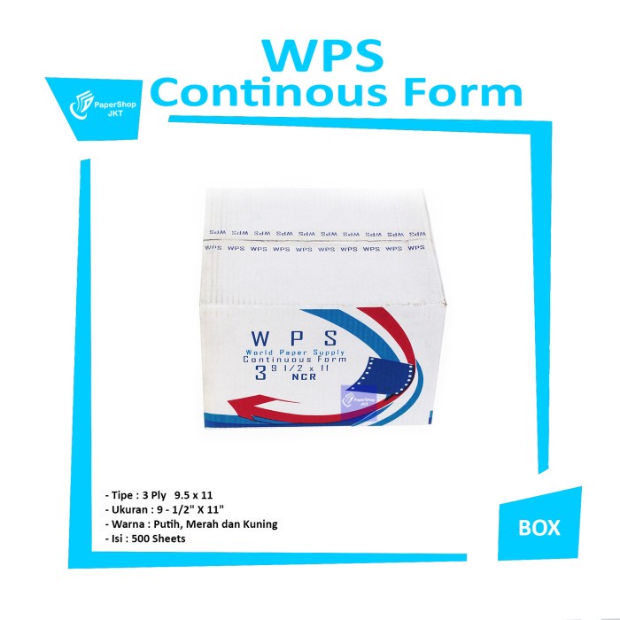 Jual WPS - Continous Form 3 Ply 9 1/2 x 11 ( K3 WPS ) NCR - Box ...