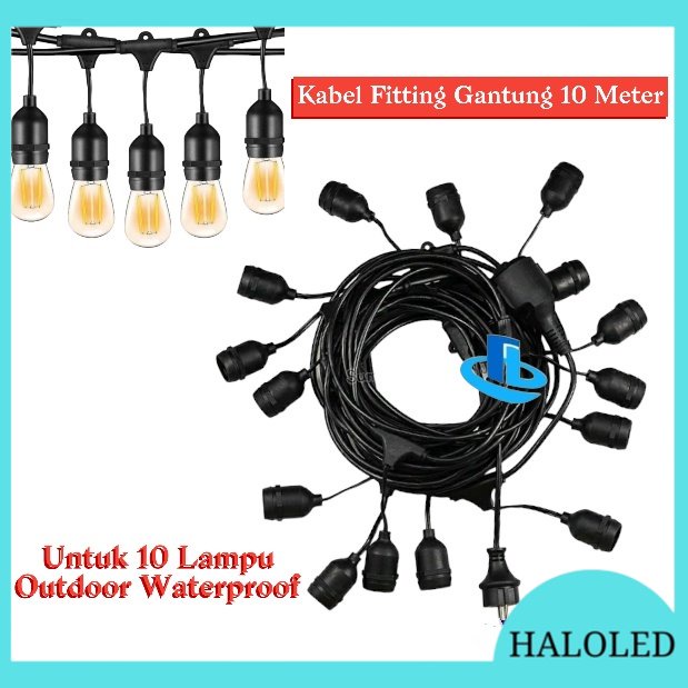 Jual KABEL FITTING LAMPU GANTUNG 10 METER UNTUK 10 LAMPU OUTDOOR WATERPROOF | Shopee Indonesia