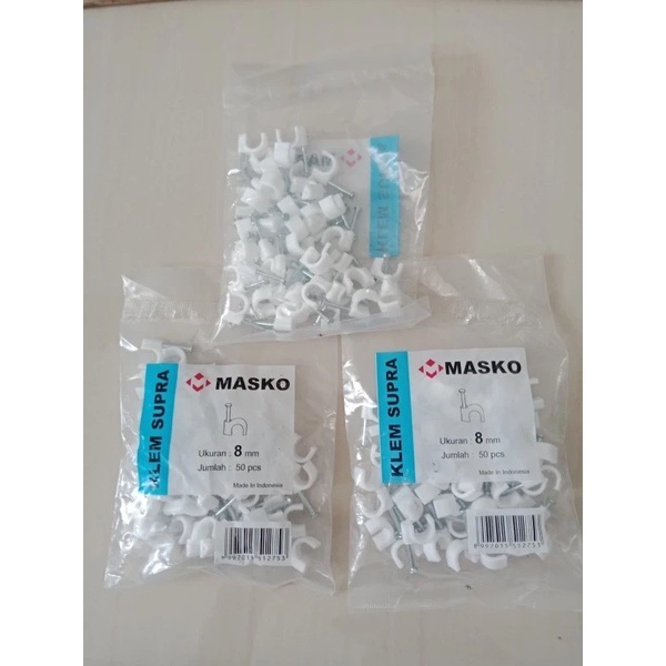 Jual Klem Clip Masko No 8 / Tape Cable Clamp Kabel Paku Beton 8mm Isi ...
