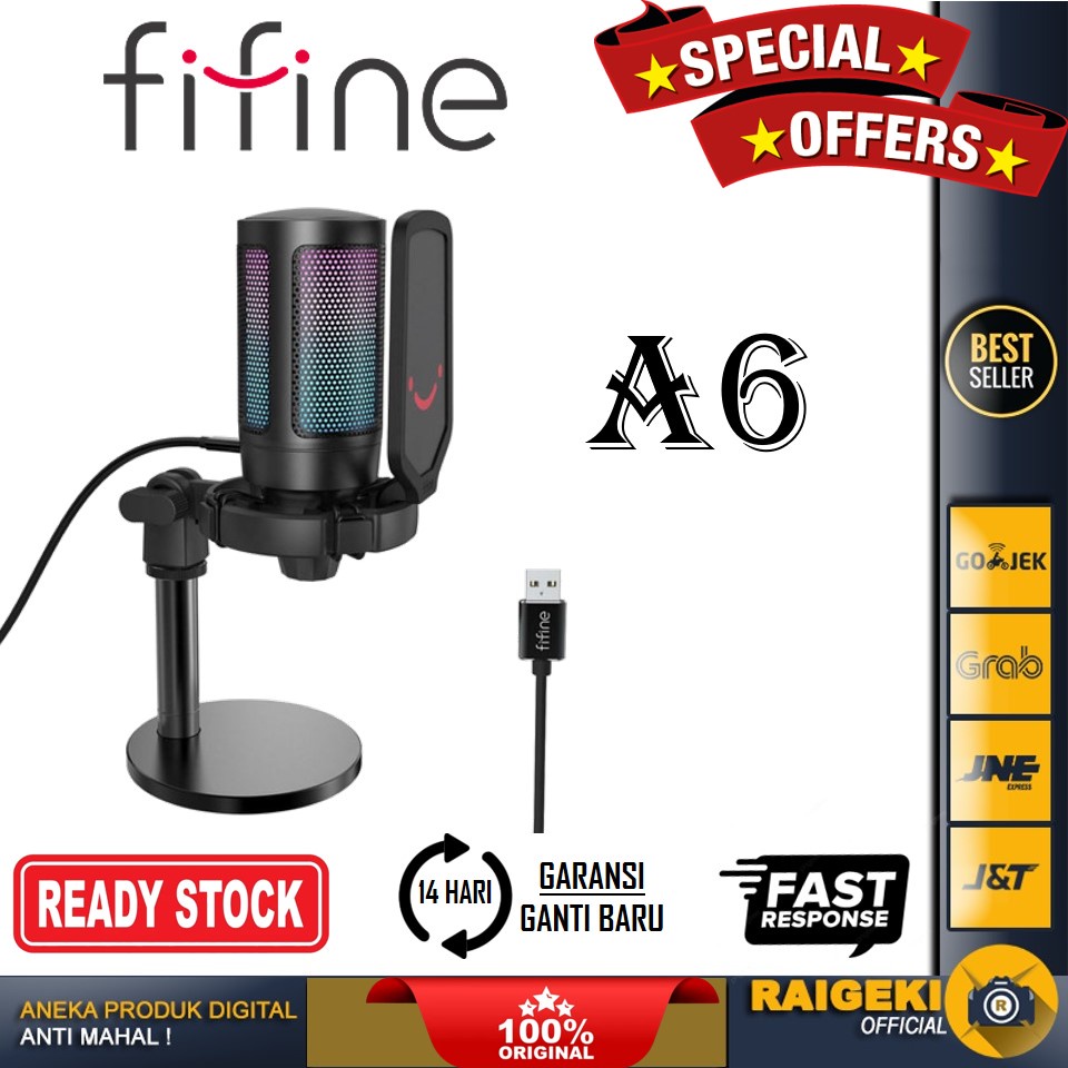 Jual Fifine A6 Ampligame USB Condenser Gaming Microphone with RGB Light ...