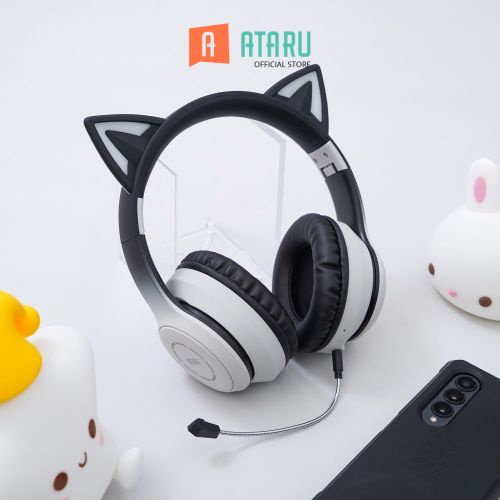 Jual Ataru Headphone Bluetooth Cat Bt029C - Hitam/Putih On Ear ...