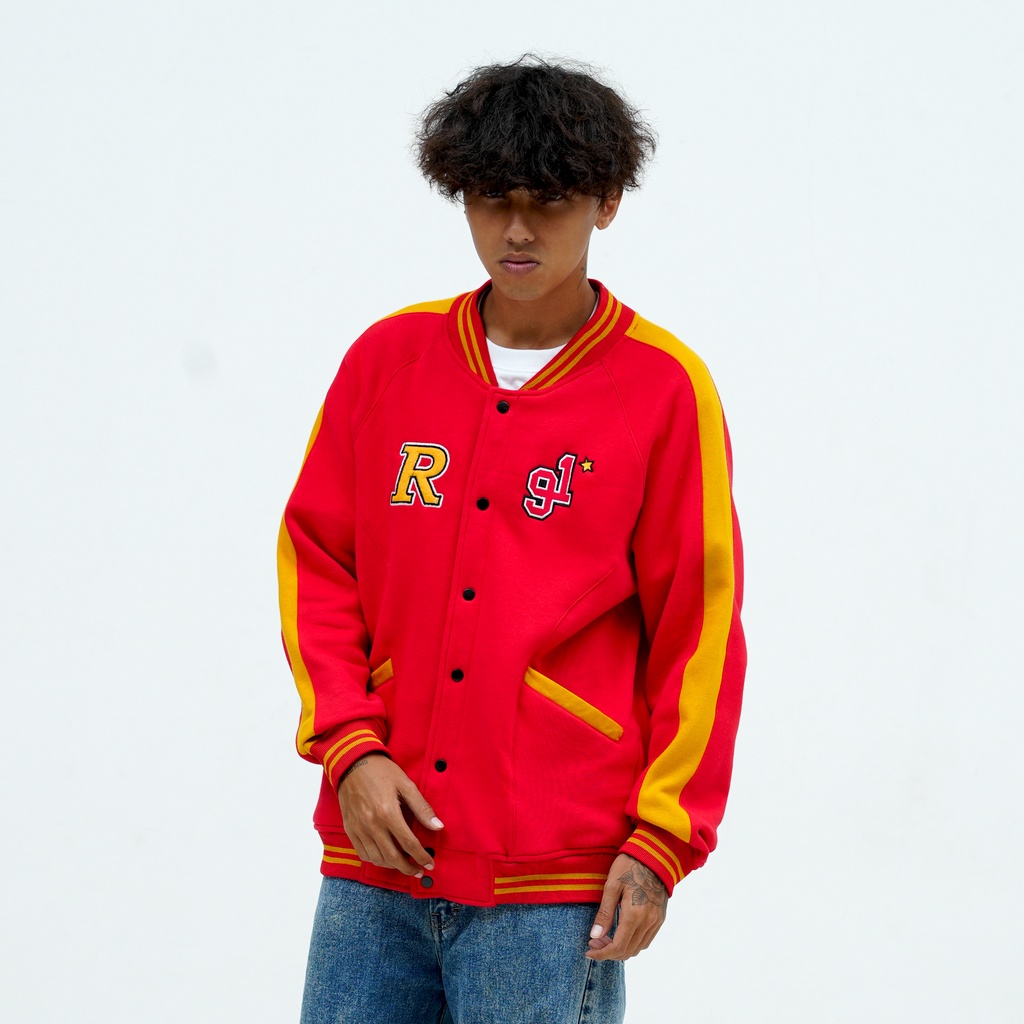 Jual Roughneck VB028 Red R 91 Star Varsity Jacket | Shopee Indonesia