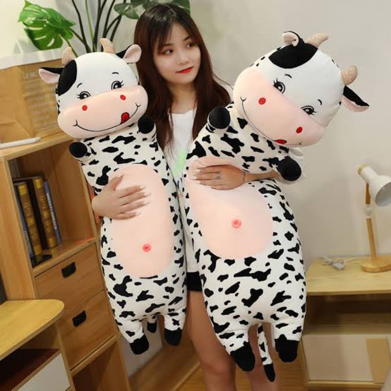 Jual Boneka Guling Sapi 80cm Bahan Plush Import Guling Boneka Sapi 80cm ...