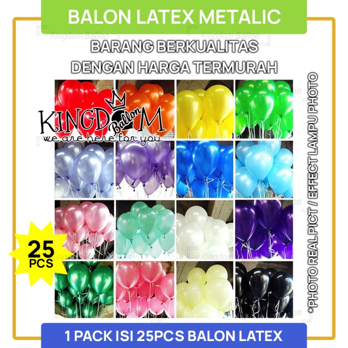 Jual Balon Latex Metalik 1 pack isi 25 Pcs / Balon Per Pack / Balon ...