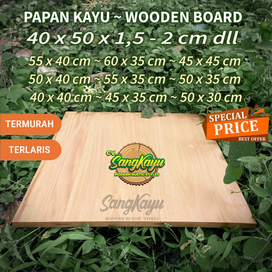 Jual Papan kayu 40x50x1,5 Wooden Scrap Board display alas kayu nampan ...