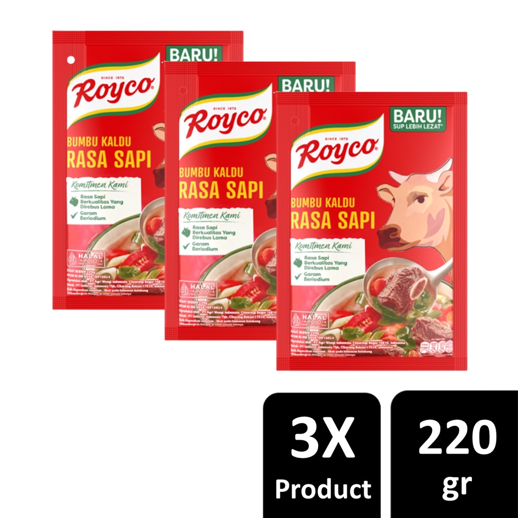 Jual Royco Bumbu Kaldu Penyedap Rasa Sapi 220 g x3 | Shopee Indonesia