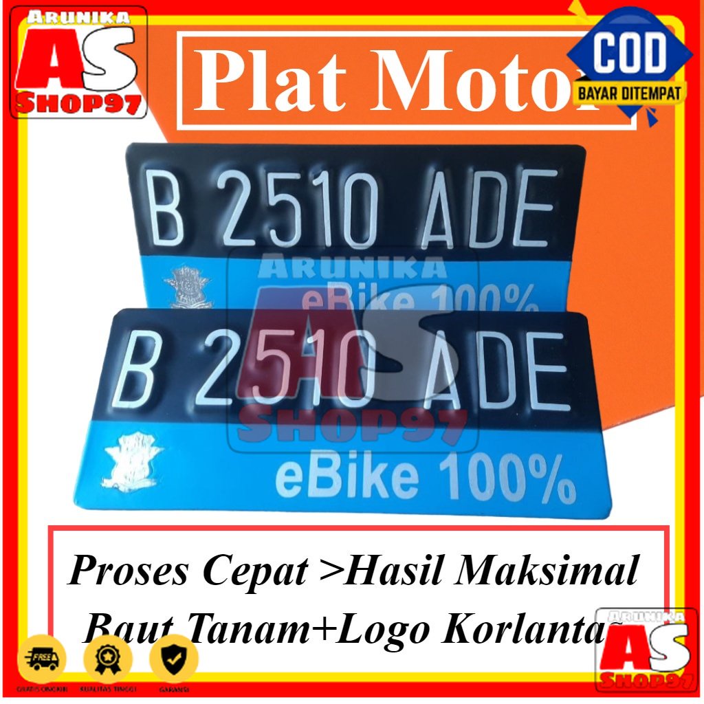 Jual Plat nomor motor Listrik || Warna Putih Biru / Hitam Biru | Shopee Indonesia