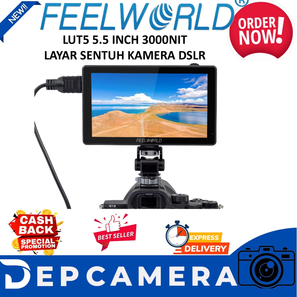Jual FEELWORLD LUT5 5.5 INCH 3000NIT LAYAR SENTUH KAMERA DSLR FIELD ...