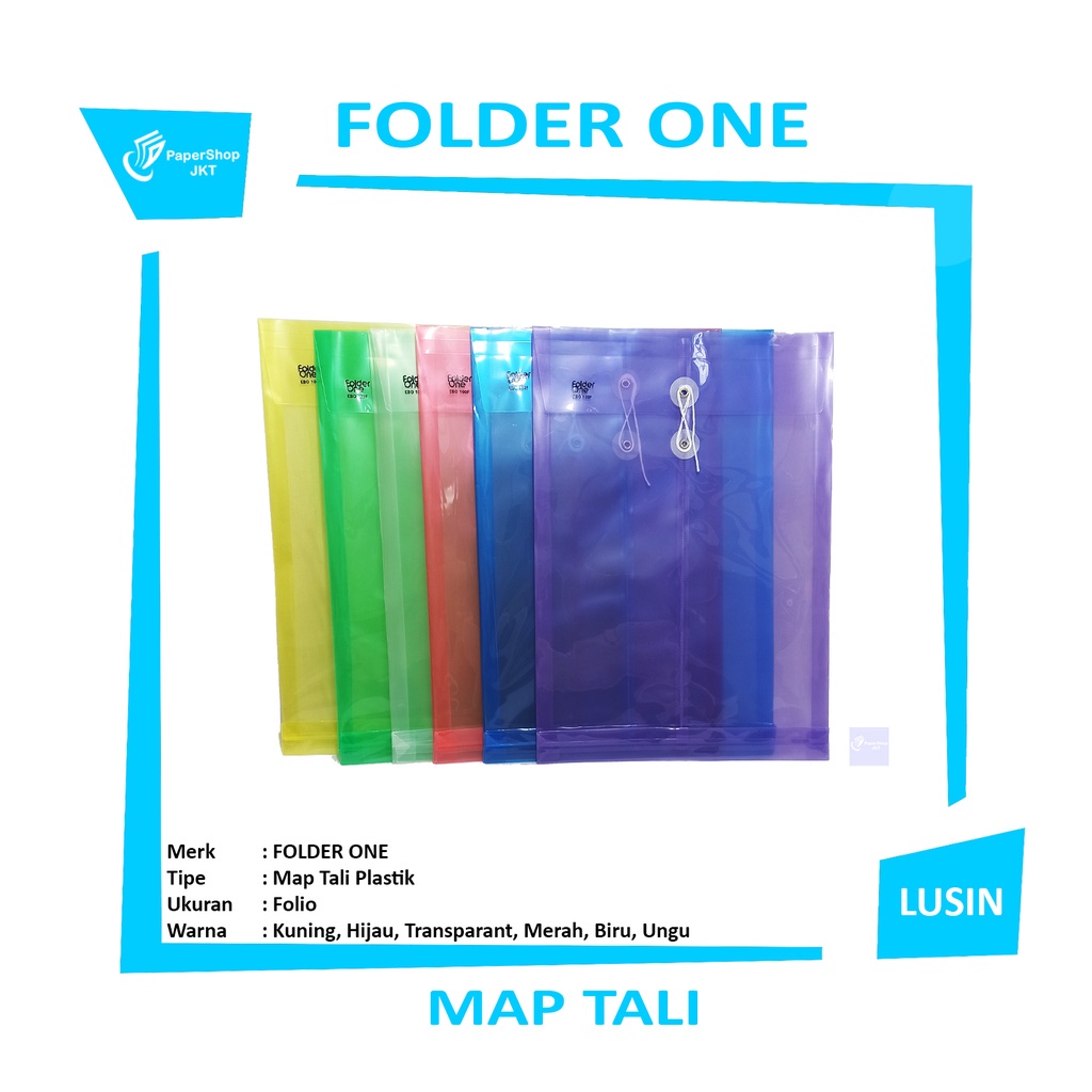 Jual FOLDER ONE - Map Tali Plastik Ukuran Folio - Lusin | Shopee Indonesia