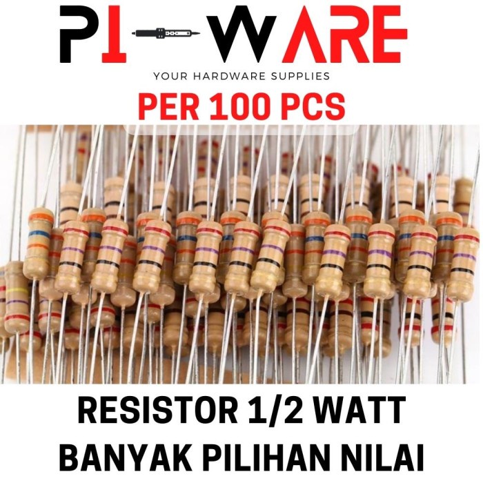 Jual Paket Isi 100 Pcs Resistor Carbon Film 1/2 0.5 Watt Banyak Nilai Ohm | Shopee Indonesia