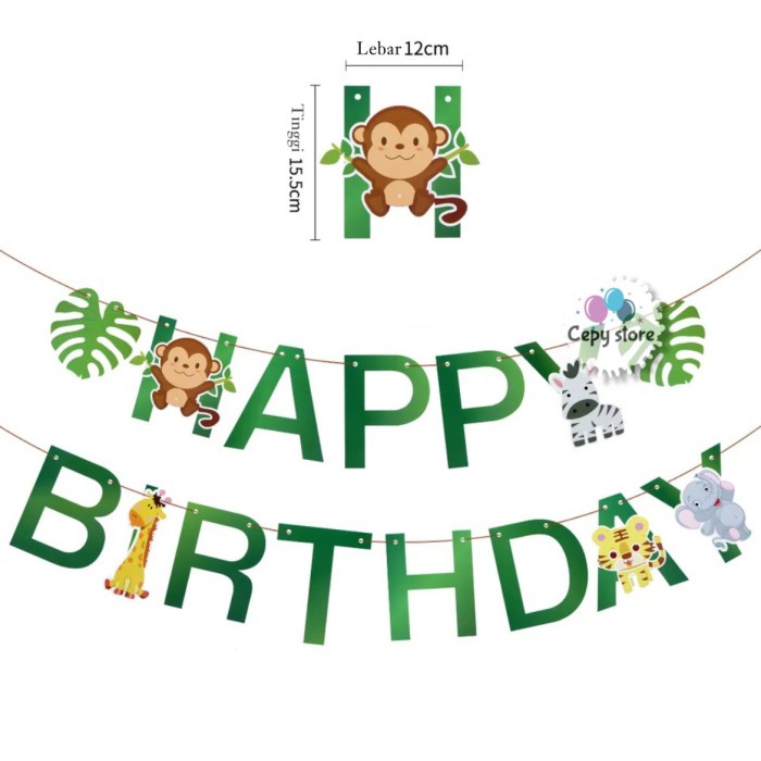 Jual Banner Happy Birthday Animal / Bunting Flag HBD Safari | Shopee ...