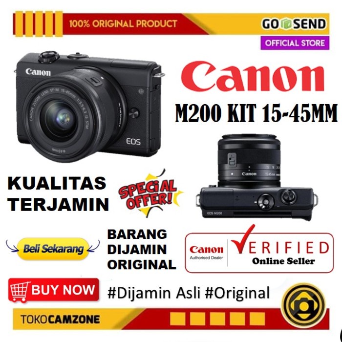 Jual Canon EOS M200 Kit 15-45mm IS STM Mirrorless Kamera - Garansi ...