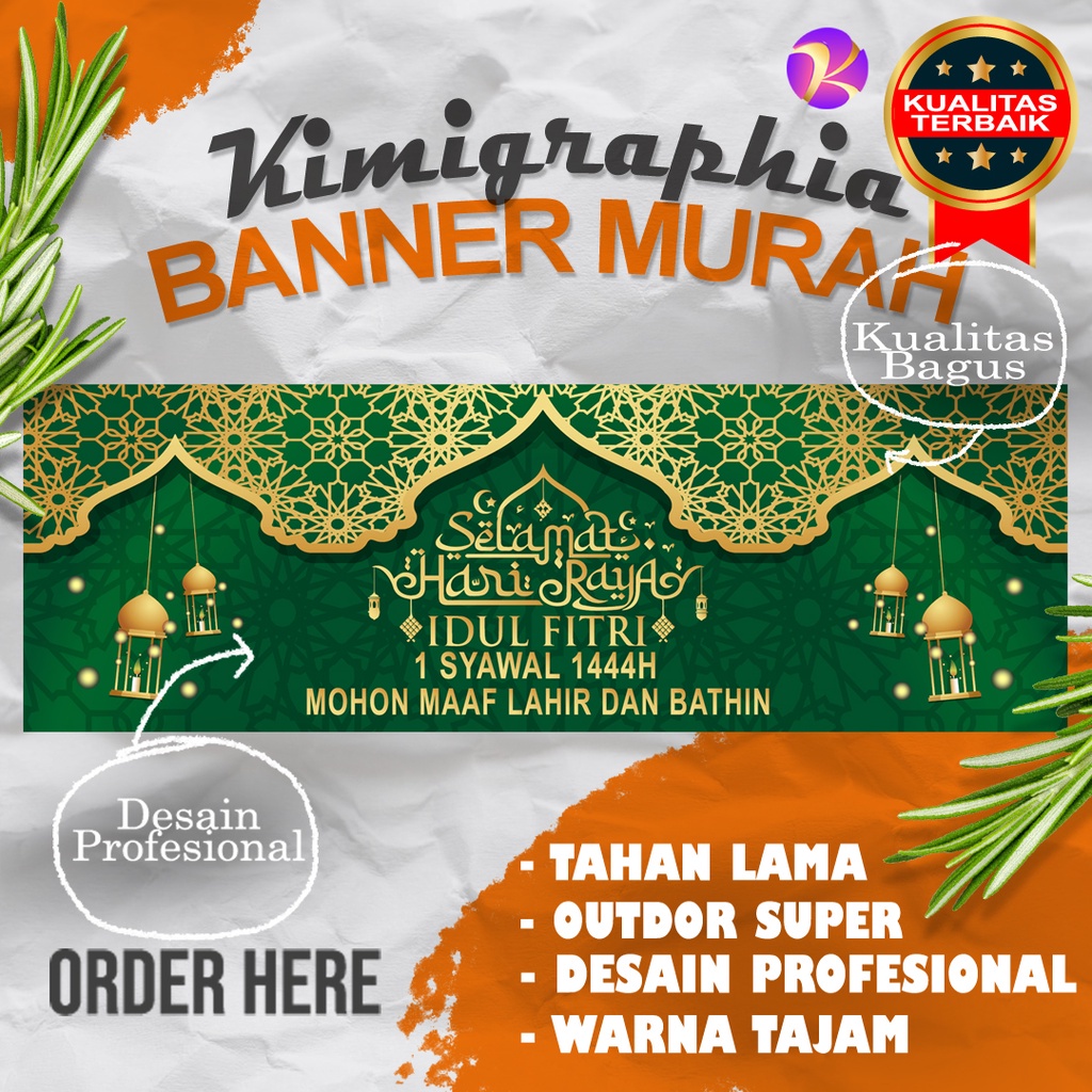 Jual Cetak banner idul fitri lebaran bahan flexi tebal 280gram 1.50 x 0 ...
