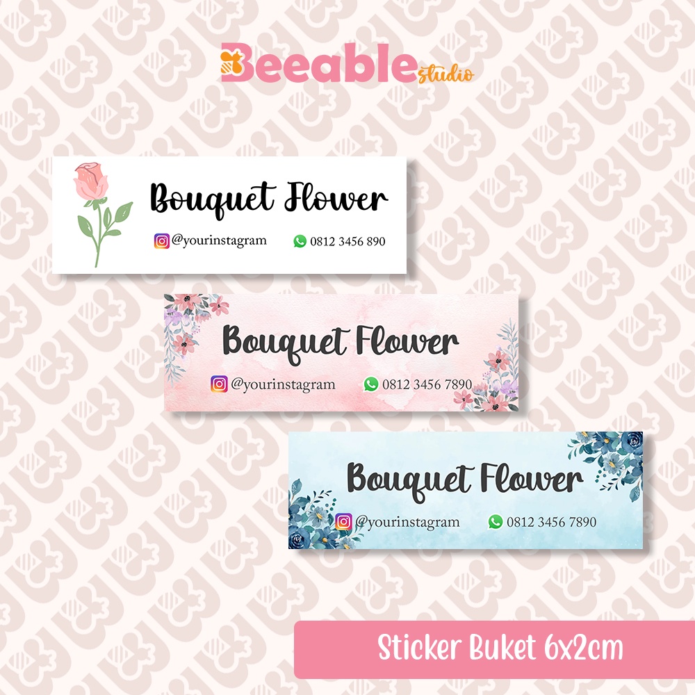 Jual [46pcs] Sticker Buket Bunga Tema Warna Putih Custom 6x2cm | Shopee ...