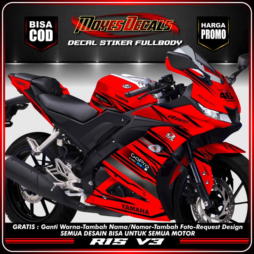 Jual decal r15 v3 custom // decal r15 v3 fullbody // decal yamaha r15 ...