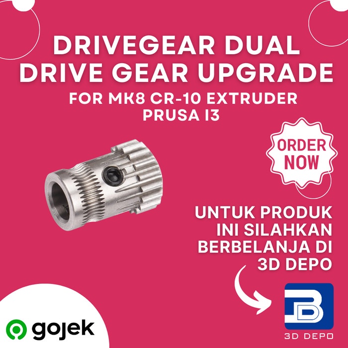 Jual High Precision Dual Drive Gear Upgrade for MK8 CR-10 Extruder ...