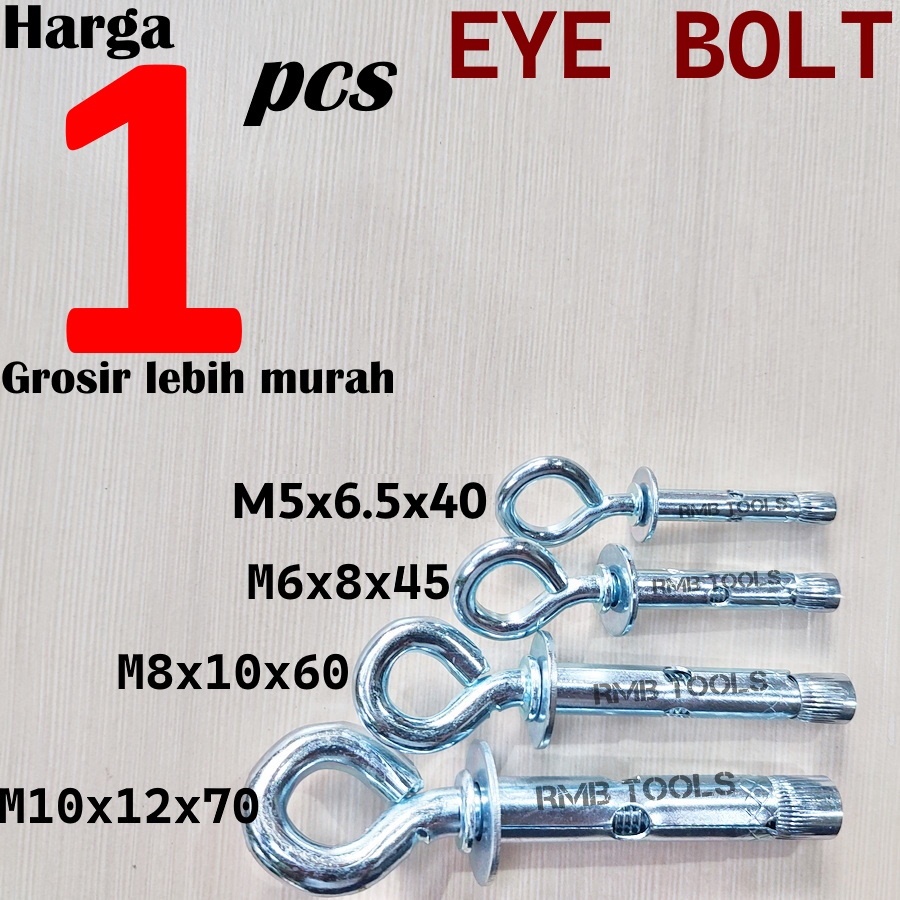 Jual Eye Dynabolt M6.5x40 Baut Gantung / Eye Bolt Sleeve Anchor M5x6 ...