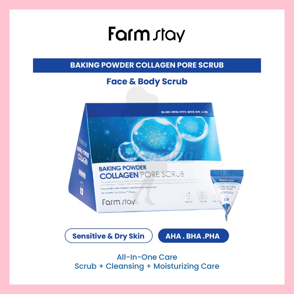 Jual FARM STAY FARMSTAY Baking Powder Collagen Pore Scrub 25 pcs x 7 gr ...