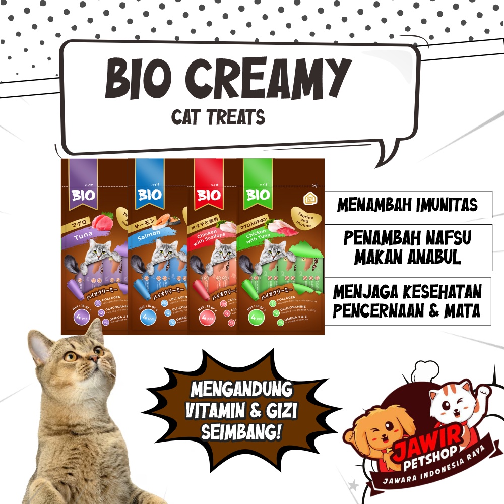 Jual BIO CREAMY Snack Kucing Cemilan Treat Senek Kitten Camilan Basah ...