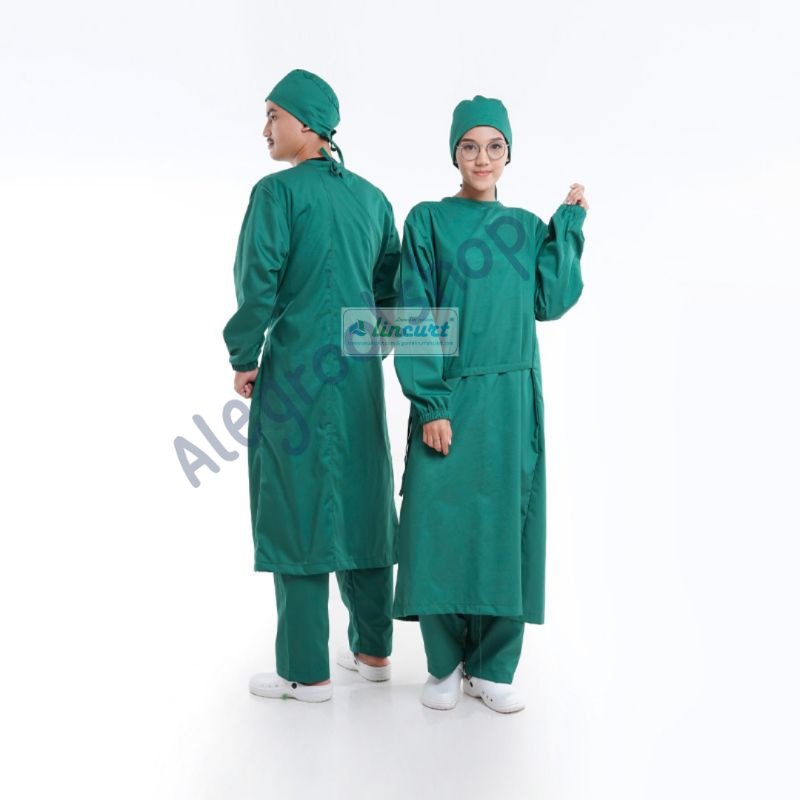 Jual Jas Operasi Surgical Gown Model Overlapping karet Bahan Drill ...