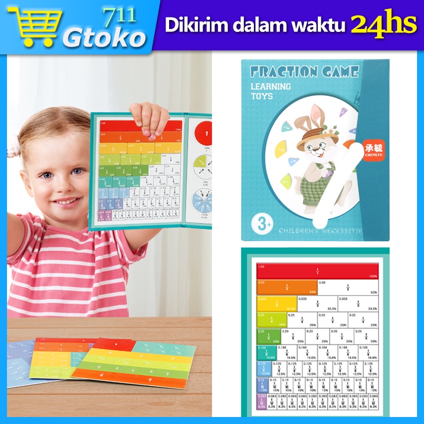 Jual Mainan Edukasi Montessori Papan Belajar Matematika Pecahan ...
