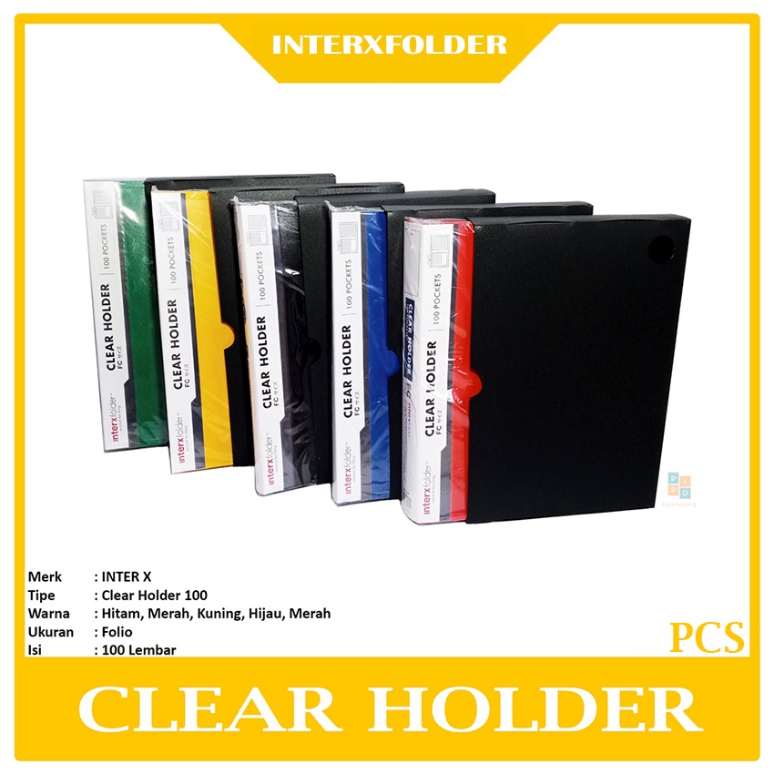 Jual Inter X Clear Holder Folio Isi 100 Lembar Cover Box Tebal Warna ...