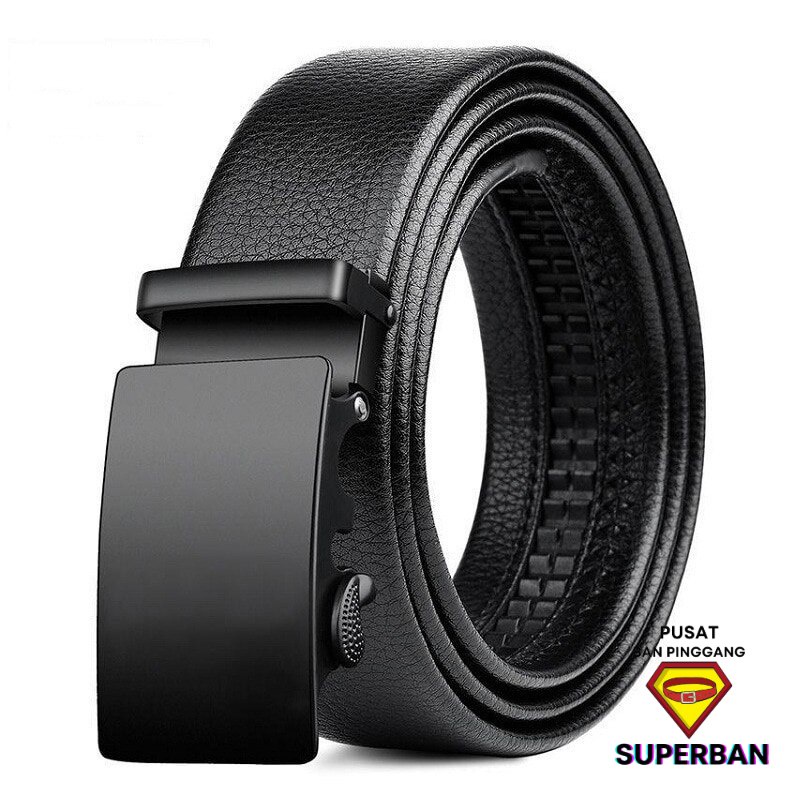 Jual Sabuk Gesper Ikat Pinggang Full Hitam Kuilt PU Formal Casual ...