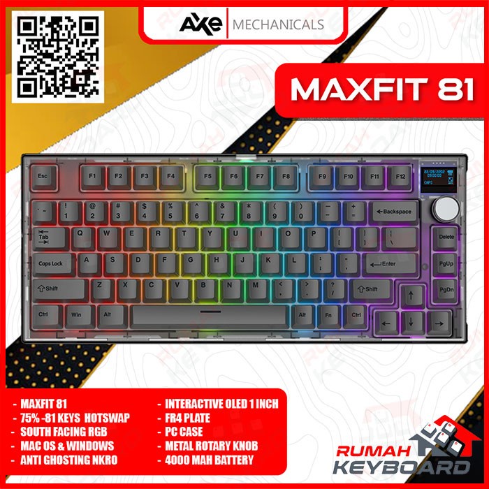 Jual MECHANICAL KEYBOARD - MAXFIT 81 - 75% - GASKET - SOUTH - FR4 PLATE ...