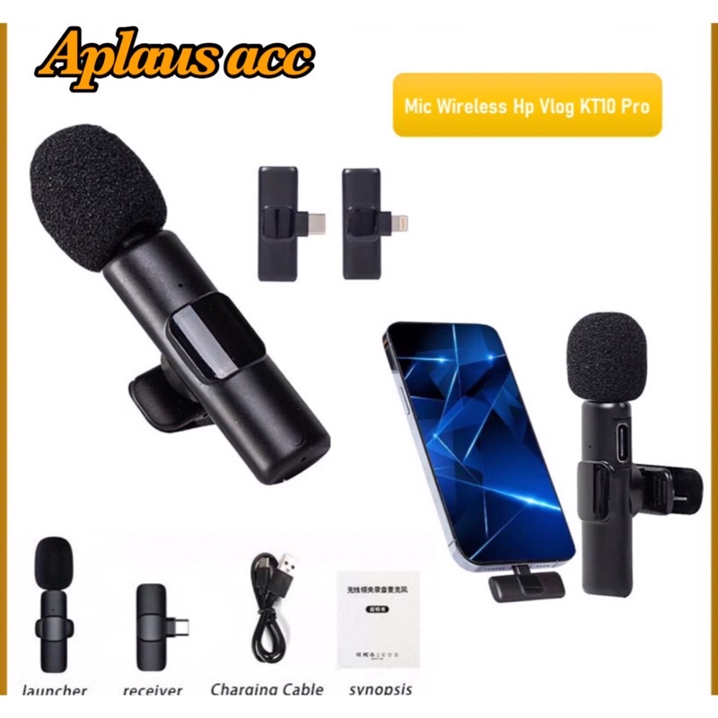 Jual Alat Microphone Wireless Mini Clip on KT10 Pro Mic Youtuber ...