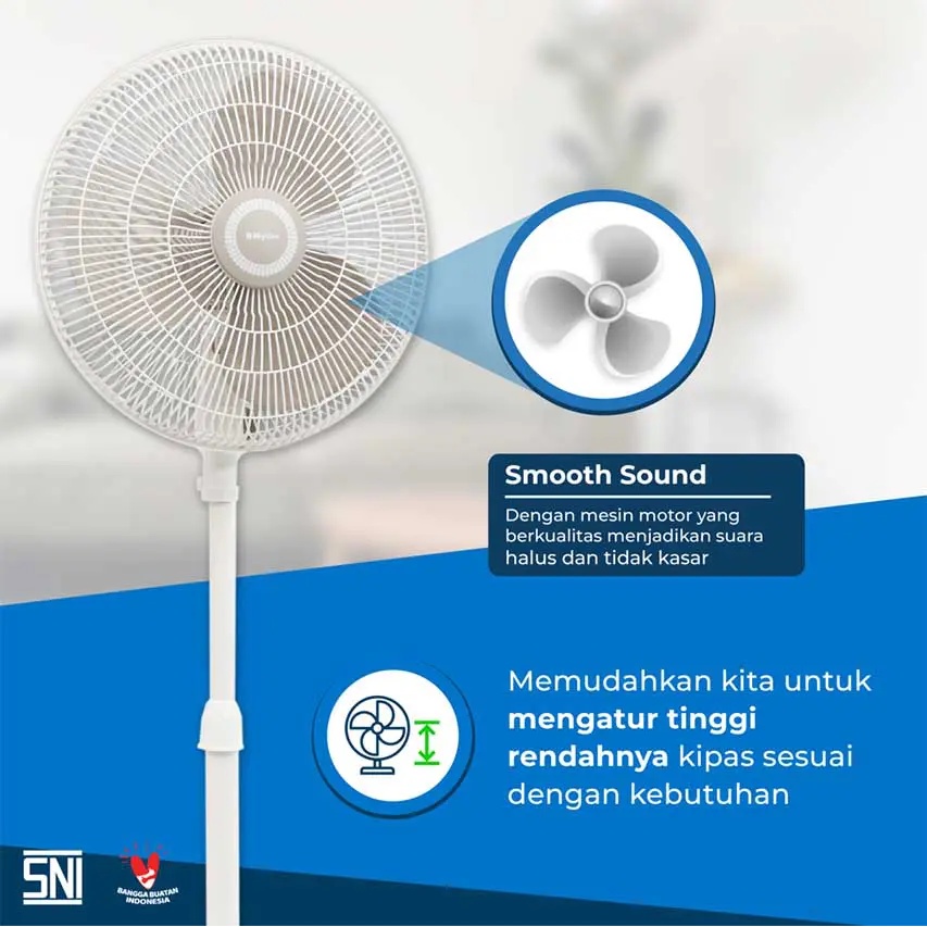 Jual Kipas Angin Berdiri Kaki Kotak Miyako / Stand Fan Plastik Warna Putih KAS-1607 KPL Premium ...