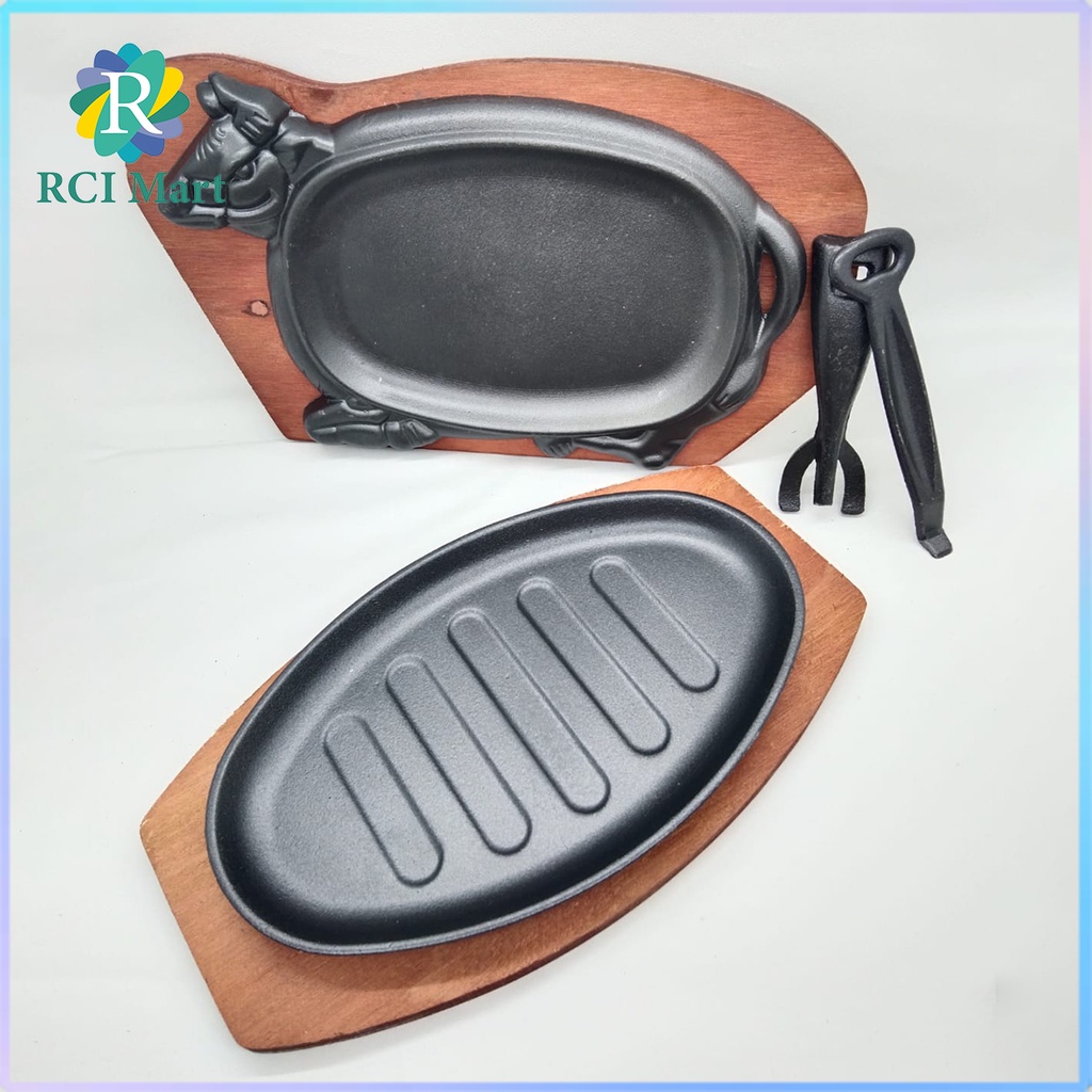 Jual Hot Plate Oval Hotplate Steak Piring Steak Besi Hitam Cast Iron ...