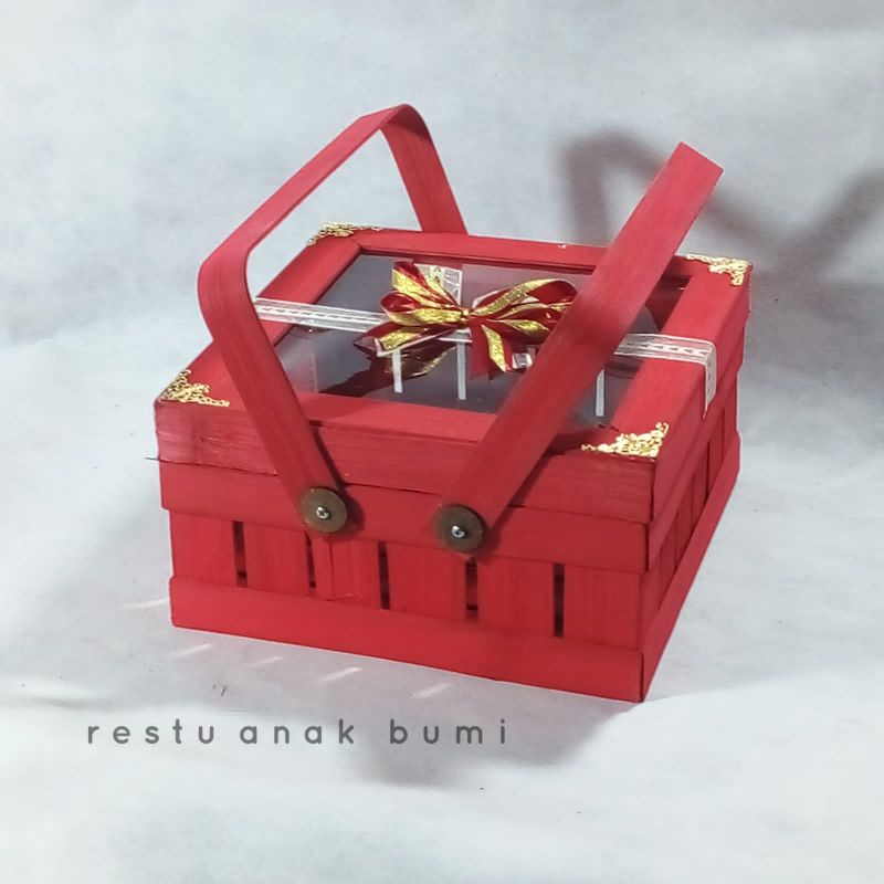 Jual Box kue Packaging Premium quality 25 cm mika kaca transparan merah ...