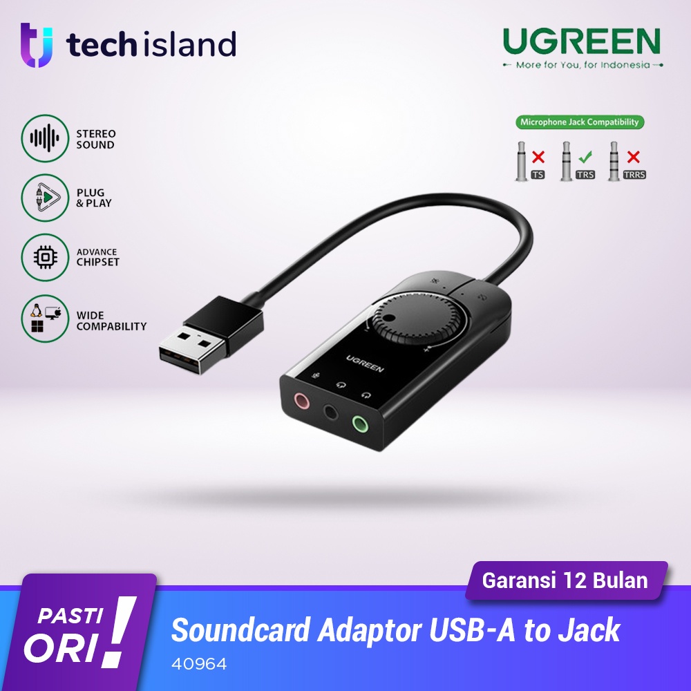 Jual Ugreen Soundcard Adapter USB-A 2.0 to Jack3.5m External Audio Open ...